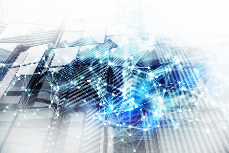 Abstract Network Background Concept with Double Exposure and Network ...