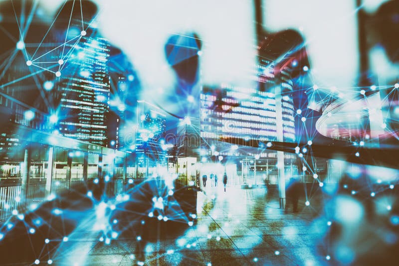 Abstract Network Background Concept with Double Exposure and Network ...