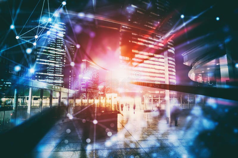 Abstract Network Background Concept with Double Exposure and Network ...