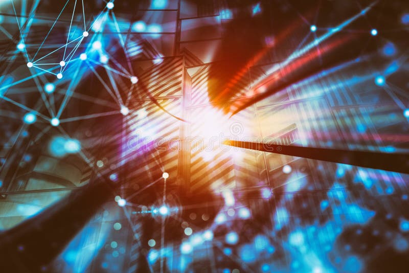 Abstract Network Background Concept with Double Exposure and Network ...