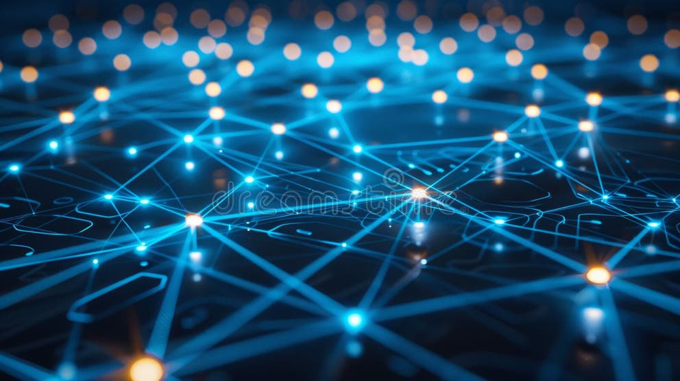 Abstract Network Background with Glowing Nodes, Connected Lines, Data ...