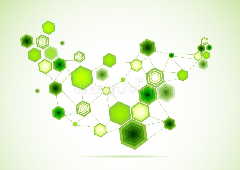 Abstract Network Background, Green Linked Hexagons Stock Vector ...