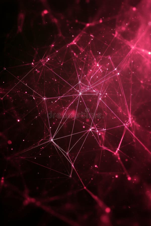 Abstract Network Background. Red Plexus Effect. Digital Visualisation. Technology Structure ...