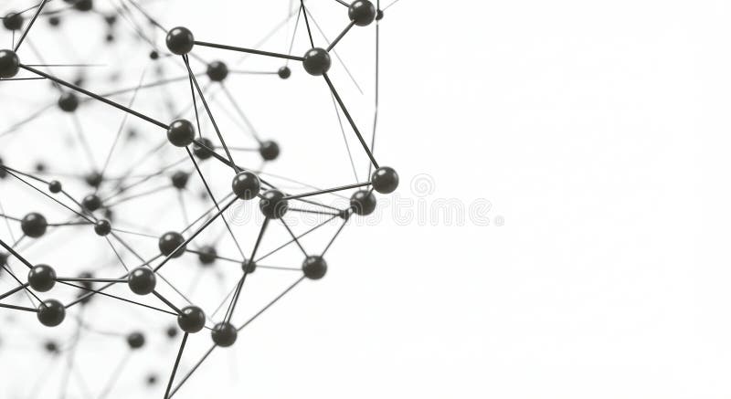 Abstract Network of Black Nodes Connected by Thin Rods, Forming a 3D ...