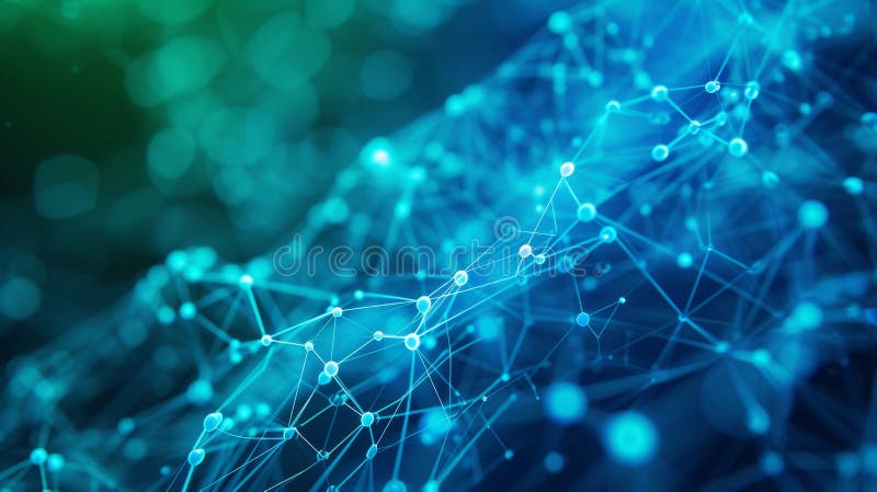 Abstract Network of Blue Connected Dots on Gradient Background Stock ...