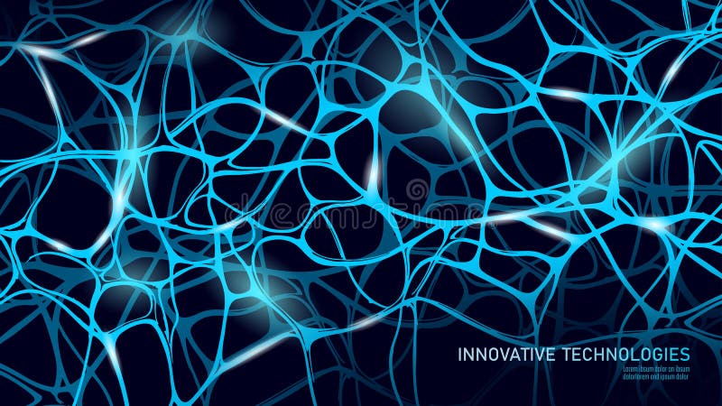 Abstract Network of Blue Lines. Connections Light Up at Intersections ...