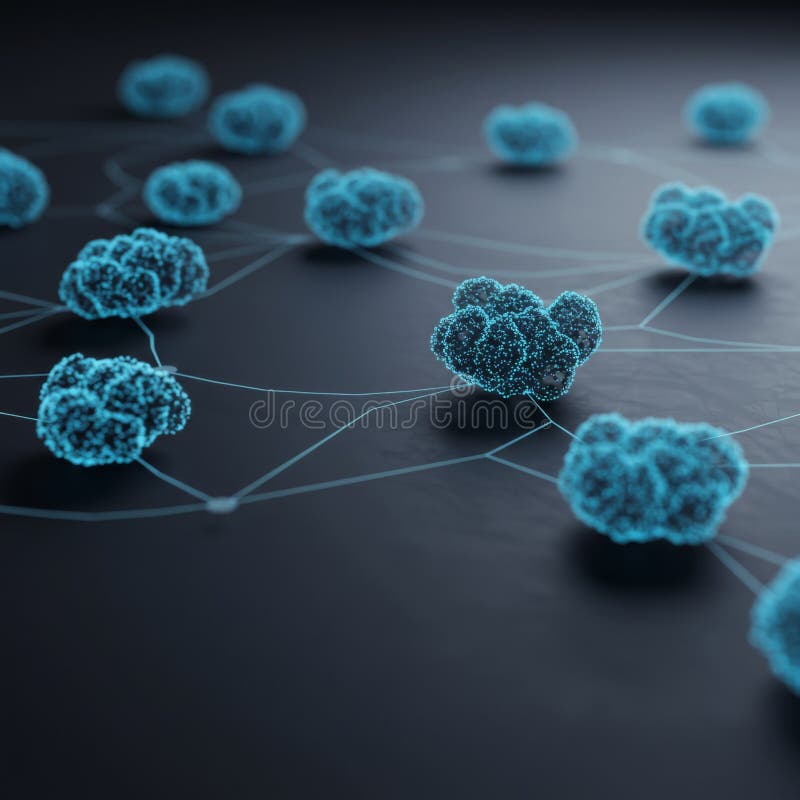 Abstract Network of Blue Nodes and Connections Stock Illustration ...