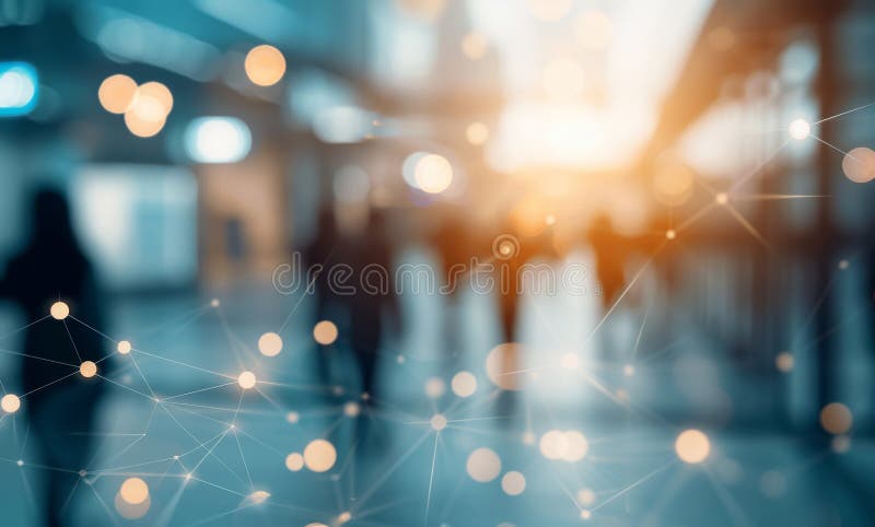 Abstract Network with Blurred People Stock Image - Image of interaction ...