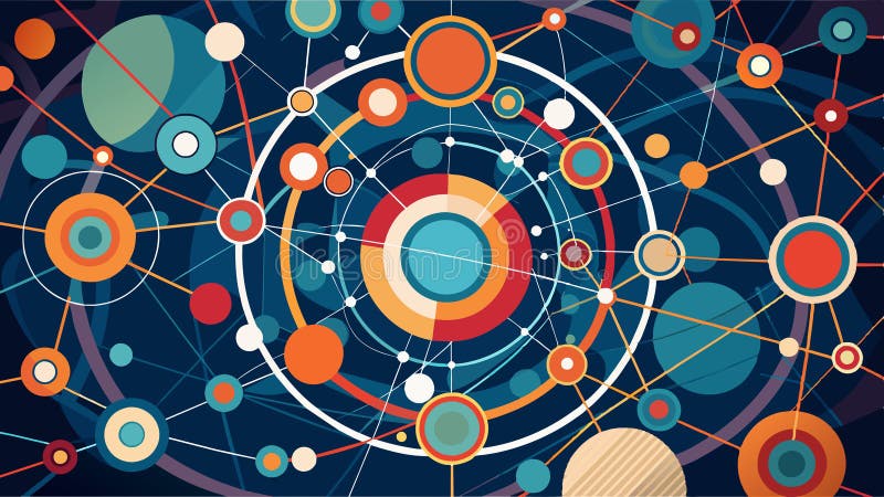 Abstract Network Circles and Lines Background Stock Illustration ...