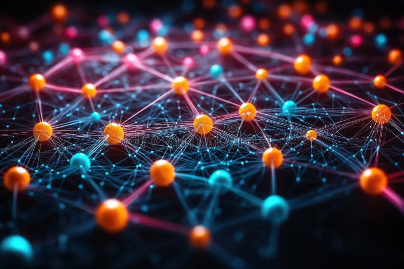 Abstract Network Concept. Colorful Spheres Interconnected by Lines ...