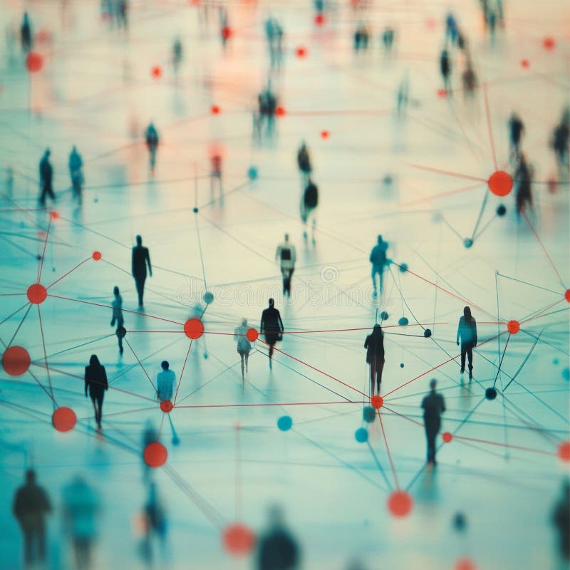 Abstract Network Concept with Connected People and Nodes Stock Image ...