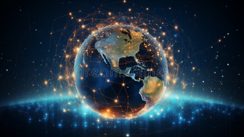 Abstract Network Concept with World Globe. Internet and Global ... Abstract Network Concept with World Globe. Internet and Global ...