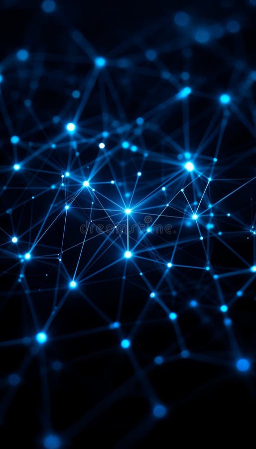 Abstract Network of Connected Blue Nodes on Dark Background Stock ...