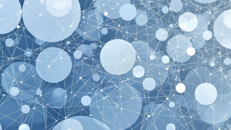 Abstract Network of Connected Circles and Lines in Soft Blue Tones ...