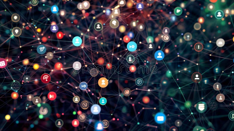 Abstract Network of Connected Icons Stock Image - Image of global ...