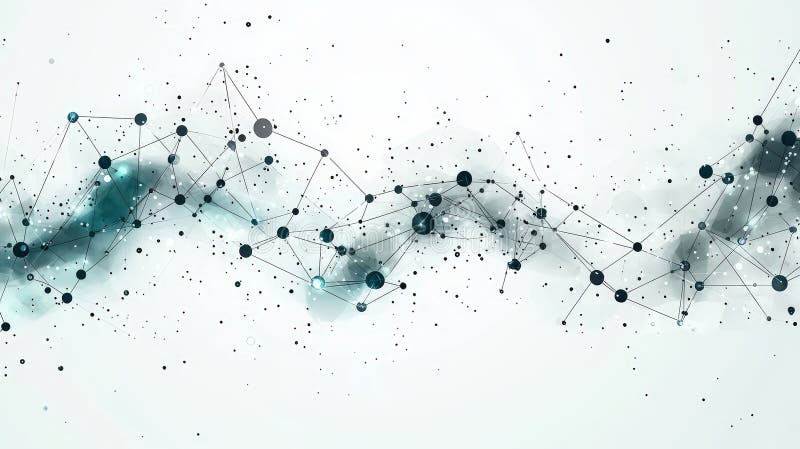 Abstract Network Connection Art with Dots and Lines on Light Background ...