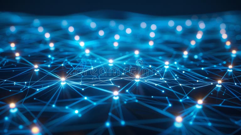 Abstract Network Connection Background, Blue Digital Nodes Stock ...