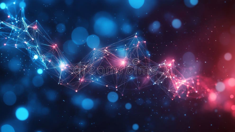 Abstract Network Connection with Blue and Red Glowing Particles Stock ...