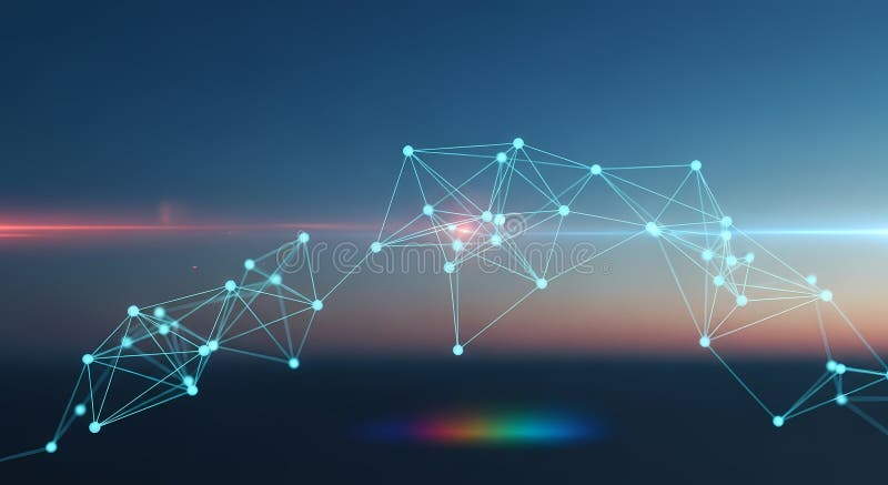 Abstract Network Connection with Bokeh and Lens Flares Stock Illustration - Illustration of ...