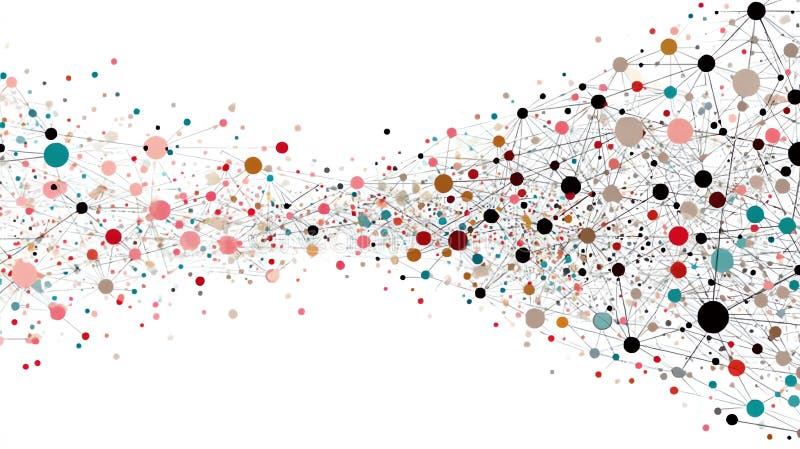 Colorful Network Interconnected Nodes Representing Digital Data Flow Connectivity Stock Photos ...