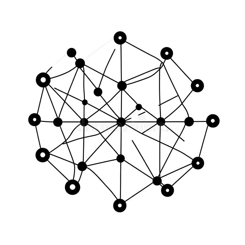 Abstract Network Connection Concept Black and White Illustration Stock ...