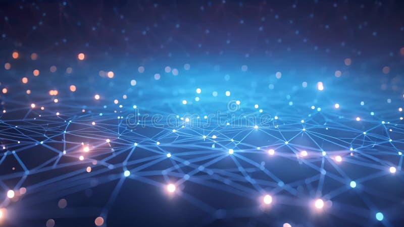 Abstract Network Connection on Dark Blue Background. 3d Rendering Toned Video, Abstract Digital ...