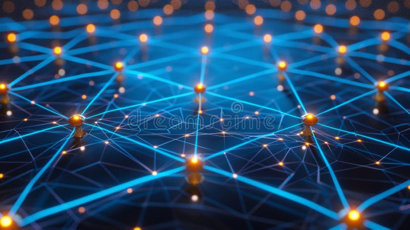 Abstract Network Connection: Data Nodes & Digital Grid, Technology ...