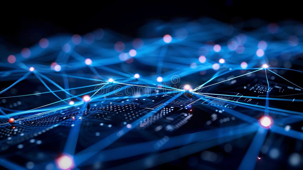 Abstract Network Connection, Data Transmission Visualization Technology ...