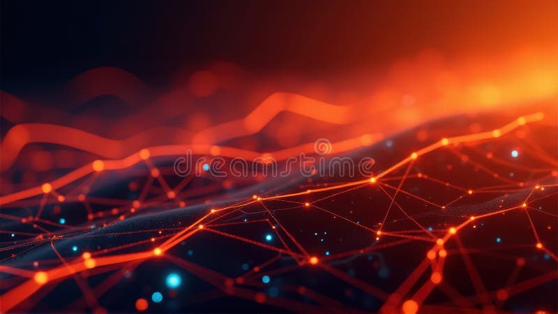 Abstract Network Connection, Digital Data Flow, Technology Background Stock Illustration ...