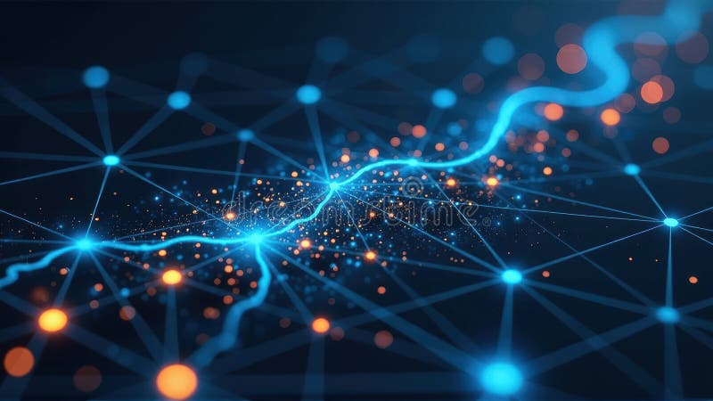 Abstract Network Connection, Global Data Flow, Digital Technology Background Stock Illustration ...