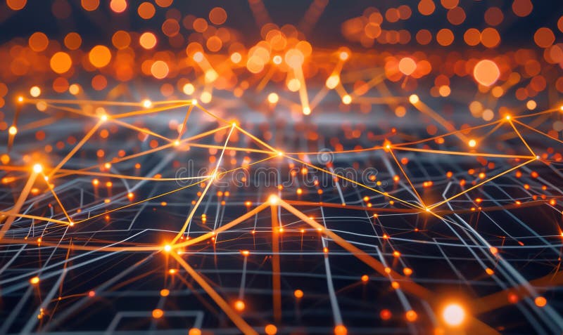 Abstract Network Connection with Glowing Dots and Lines. Concept for ...