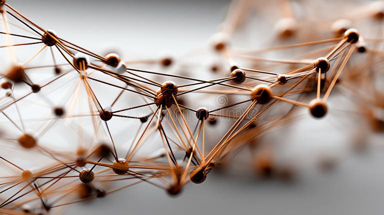 Abstract Network Connection: Golden Nodes and Lines Interconnected, Representing Global ...