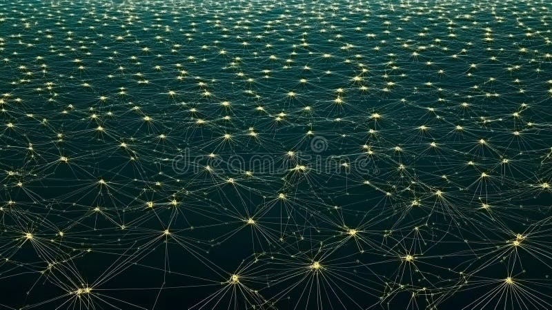 Abstract Network Connection Nodes Glowing Lines Stock Photo Stock Illustration - Illustration of ...