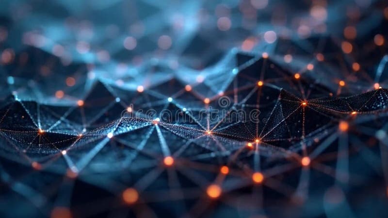 Abstract Network Connection with Orange Points and Blue Line ...