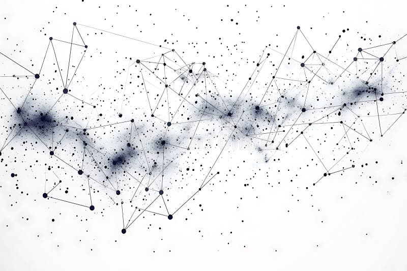 Abstract Network Connection Pattern with Black Dots and Lines on White ...