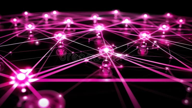 Abstract Network Connection - Pink Digital Data Nodes and Connections ...