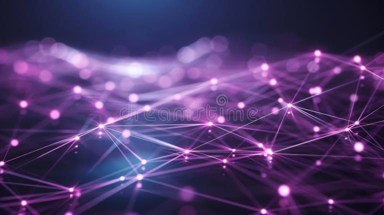 Abstract Network Connection, Purple Technology Background, Futuristic ...