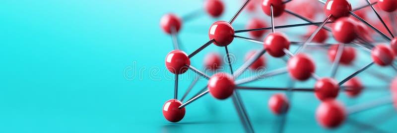 Abstract Network Connection Red Spheres Connected by Lines on Turquoise ...