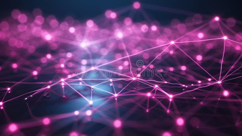 Abstract Network Connection Structure with Pink Glowing Nodes Stock ...