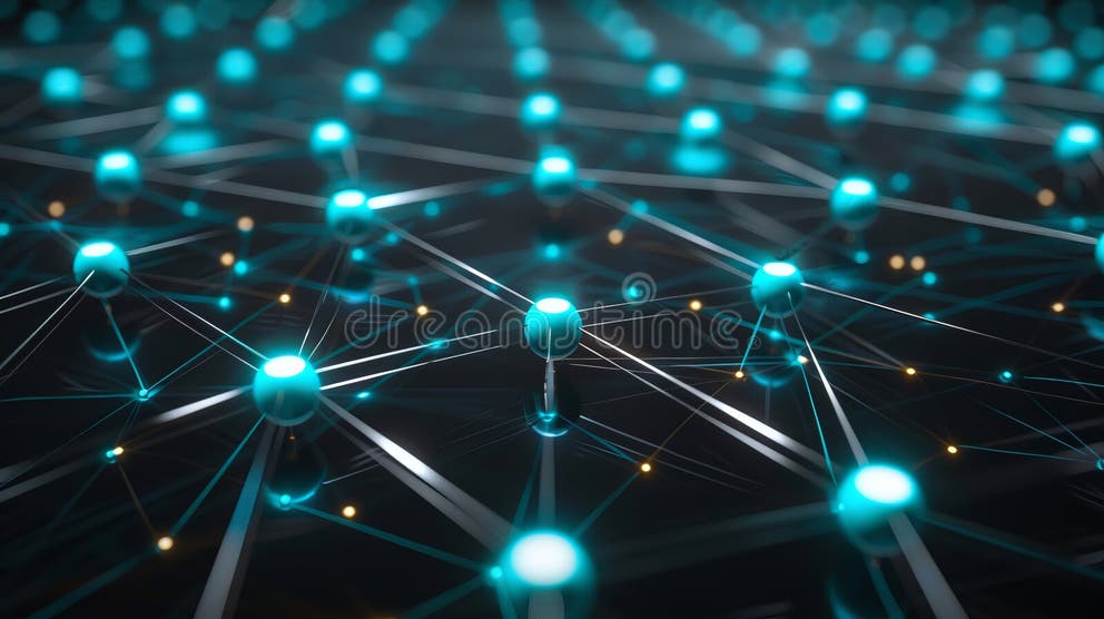 Abstract Network Connection - Technology Background, Connectivity Nodes, Neural Network ...