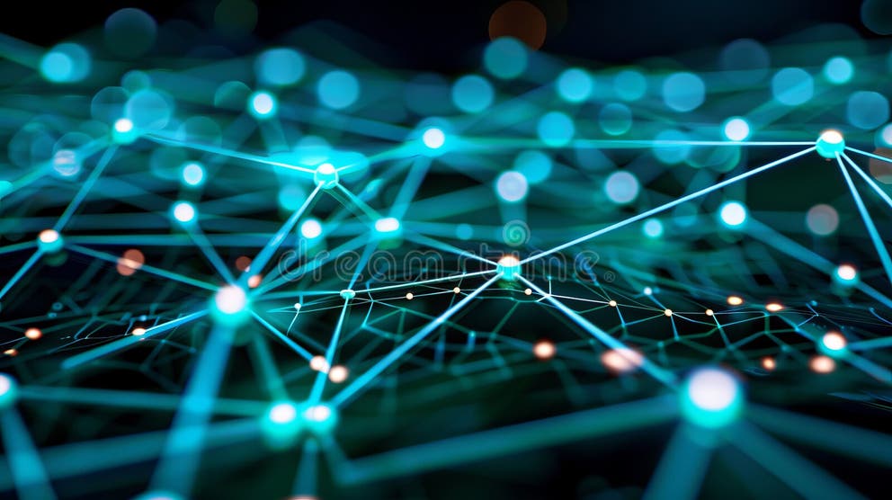 Abstract Network Connection Visual with Glowing Nodes and Lines Stock ...