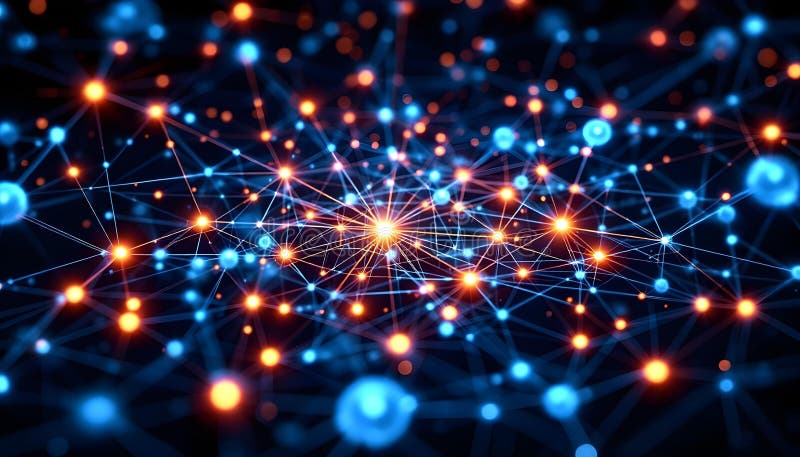 Abstract Network Connections Blue Orange Glowing Nodes Stock ... Abstract Network Connections Blue Orange Glowing Nodes Stock ...