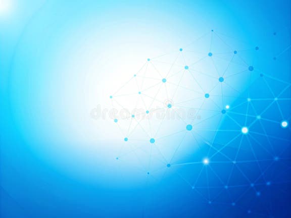 Abstract Network of Connections in Blue and White Gradient Background a ...