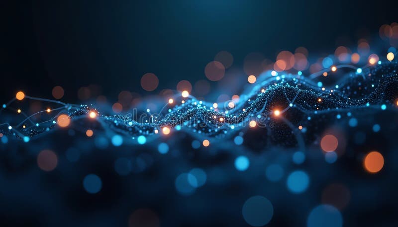 Abstract Network Connections Light Dots on Dark Stock Illustration - Illustration of design ...
