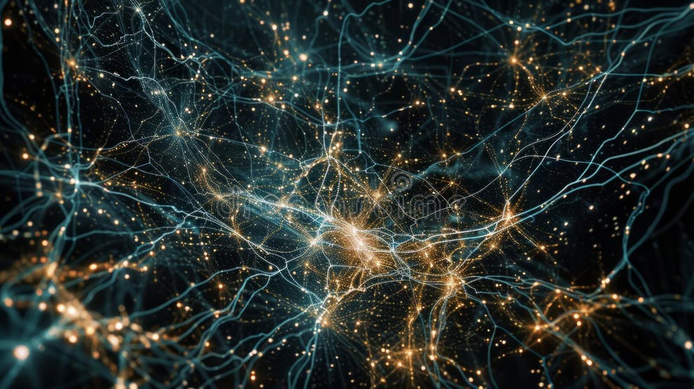 Abstract Network Connections, Neural Pathways, Technology Background ...