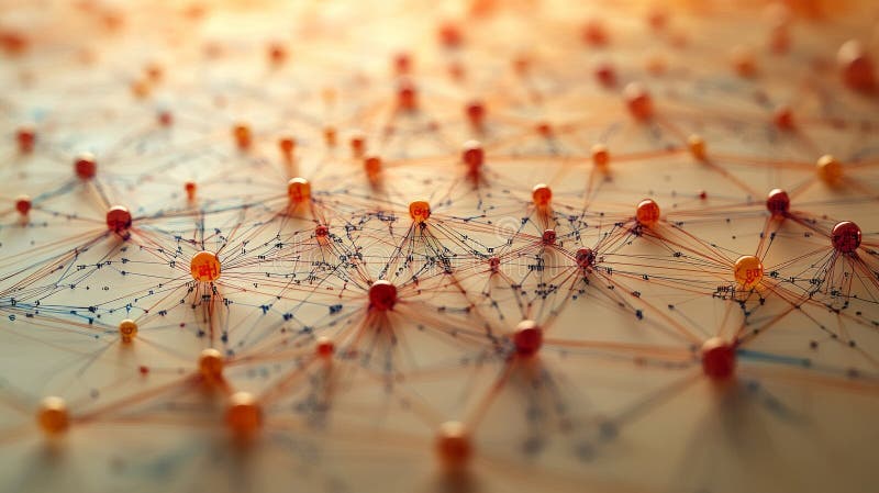 Abstract Network Connections Orange Blue Depth Field Stock Photos ...