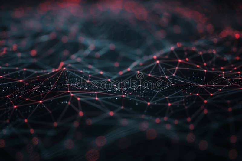 Abstract Network Connections with Red Lights Stock Illustration ...