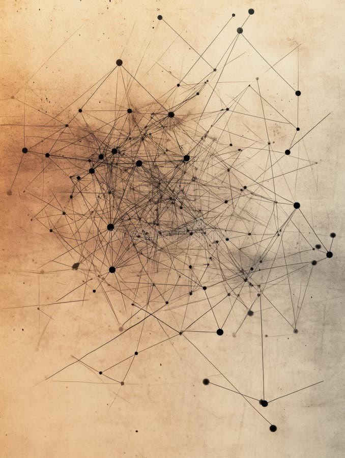 Abstract Network Connections with Shapes and Lines on a Light Toned ...