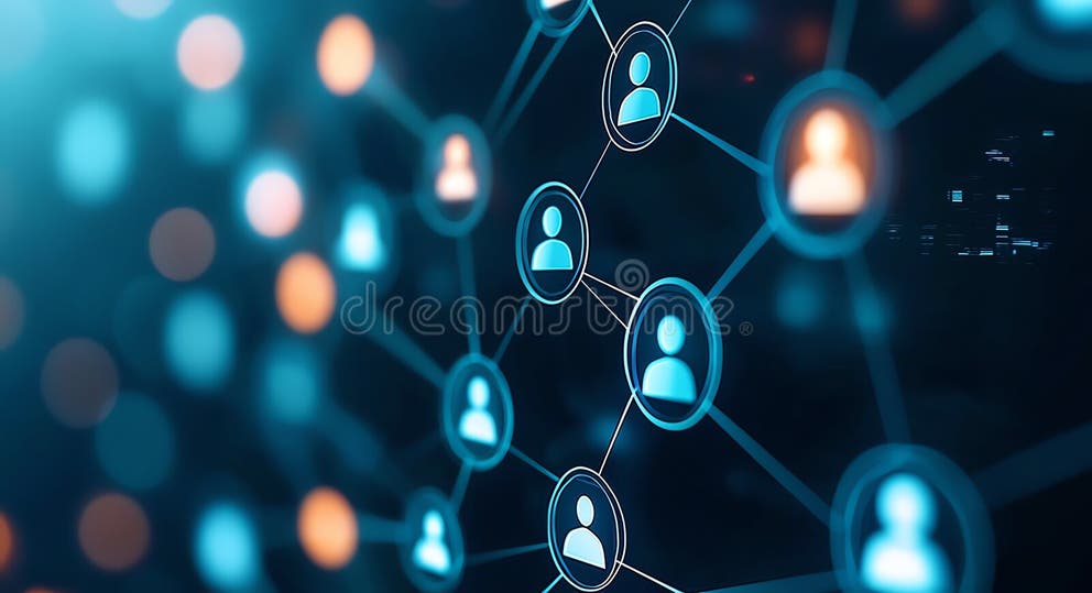 Abstract Network Connections Showing User Profiles in a Digital Social ...