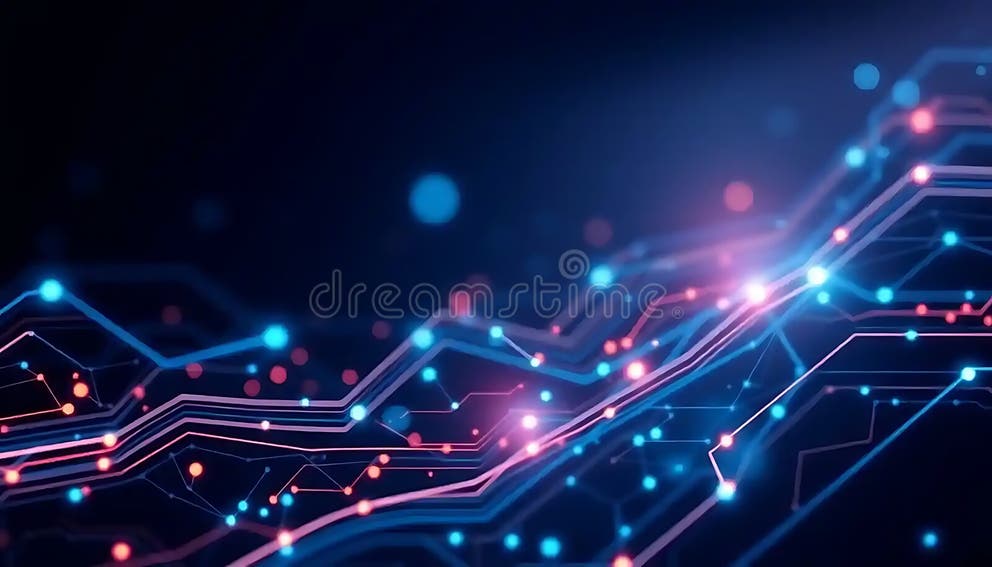 Abstract Network Data Flow Lines and Nodes Stock Illustration ...